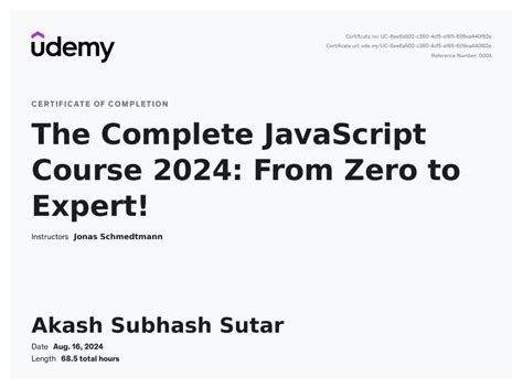 completed javascript course on udemy akash sutar posted on the topic