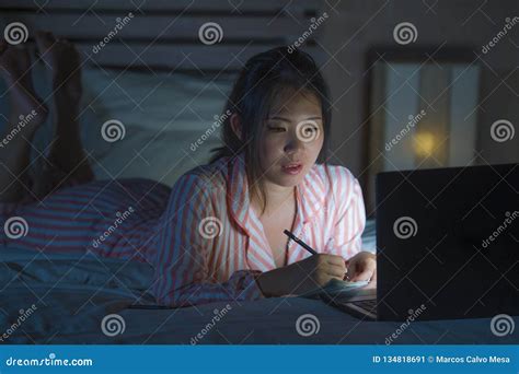 Young Beautiful And Confident Asian Korean Student Girl Researching And