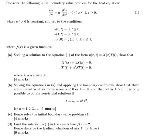solved 1 consider the following initial boundary value
