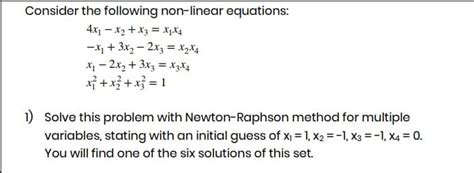 Solved Consider The Following Non Linear Equations Chegg Com