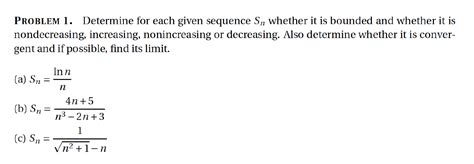 solved problem 1 determine for each given sequence sn