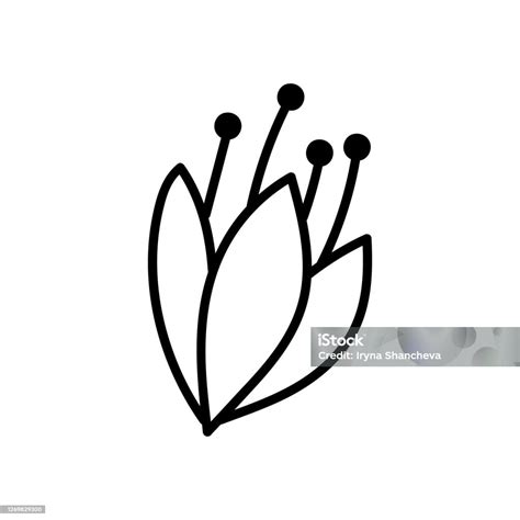 흰색에 고립 된 낙서 추상화 꽃 아이콘 에코 디자인 스케치 꽃 벡터 스톡 일러스트에 대한 싹과 어린이 손 그리기 라인 아트 분기 개요 Eps 10 0명에 대한 스톡 벡터