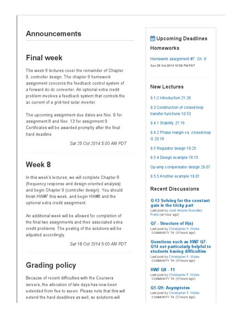 Introduction To Power Electronics Coursera Pdf Homework Control