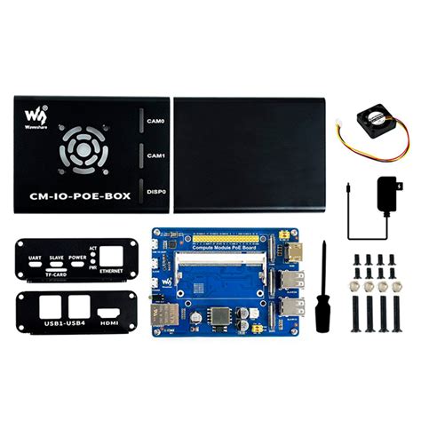 Onpadru Металический корпус с платой расширения Raspberry Poe для вычислительного модуля