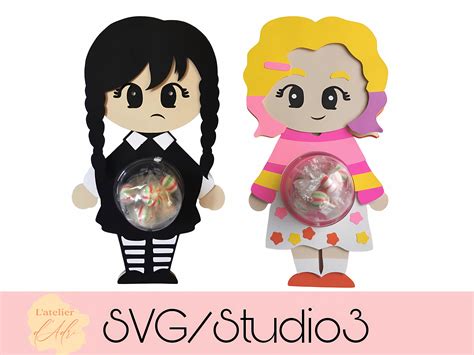 Digital Candy Holder Wednesday Candy Holder Enid Addams Svg Addams Doll Svg Template Svg