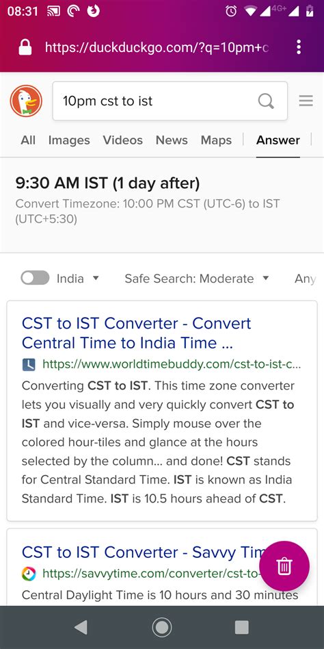 ddg showing the wrong timezone conversion in search results r duckduckgo