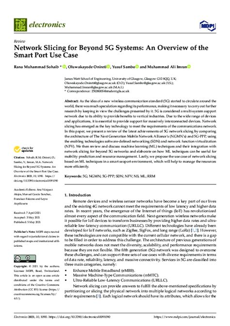 Pdf Network Slicing For Beyond 5g Systems An Overview Of The Smart Port Use Case