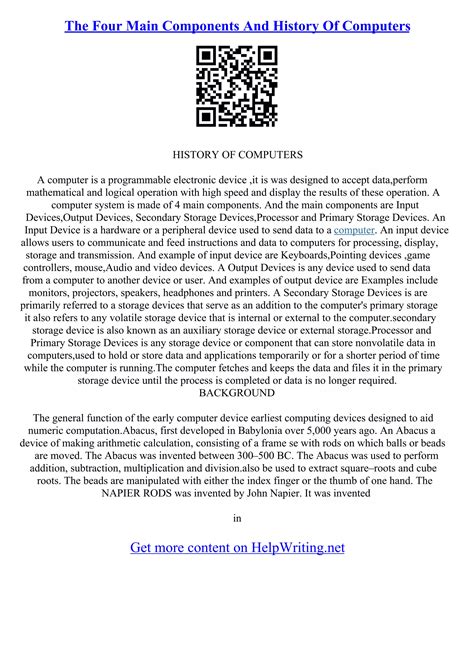 The History Of Computers Essay Pdf