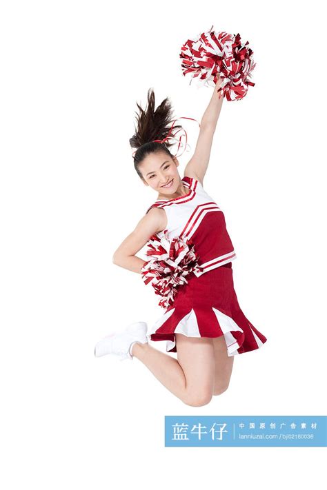 拉拉队员跳跃 蓝牛仔影像 中国原创广告影像素材