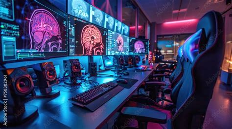 a high tech brain imaging lab where researchers are monitoring and