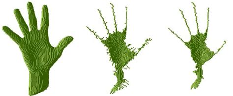 an input 3d object left and the unit wide set of patches and lines