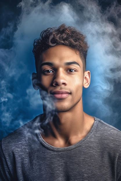 Retrato De Homem De Foto Gr Tis Com Efeitos Visuais De Luzes Azuis Foto Premium