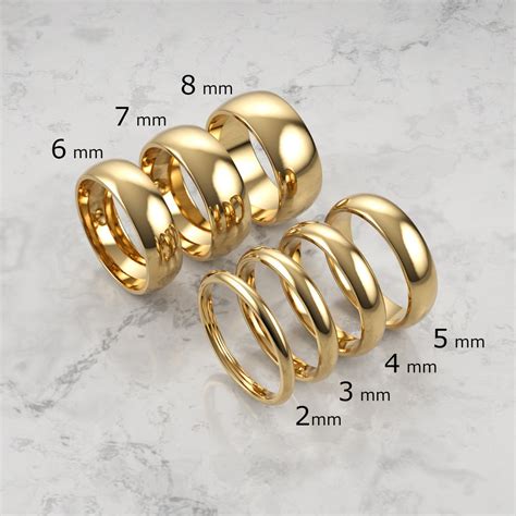 14k Solid Yellow Gold Domed Wedding Band 2mm 8mm Gold Ring
