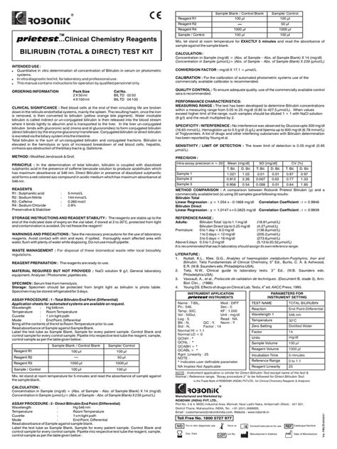 5 Bilirubin Total Direct Test Kit Pdf