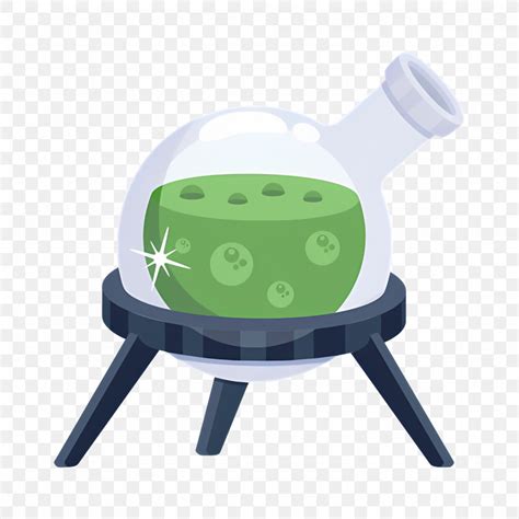 Chemistry Flask Science Flask With Green Liquid On Stand Png