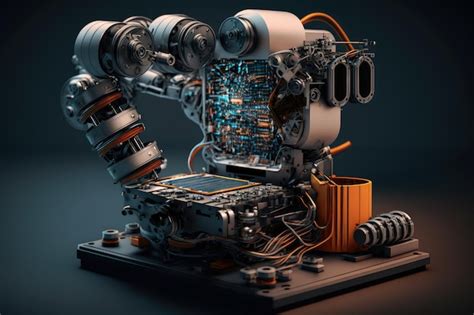Premium Ai Image Robotics Precision In Action Robotic Arm Assembling