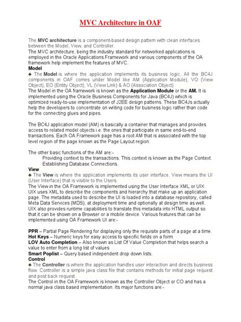 mvc architecture in oaf pdf information technology software