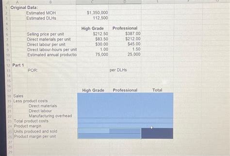 Solved Original Data Begin Tabular Lr Estimated Moh And