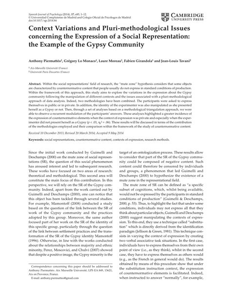 Pdf Context Variations And Pluri Methodological Issues Concerning The Expression Of A Social