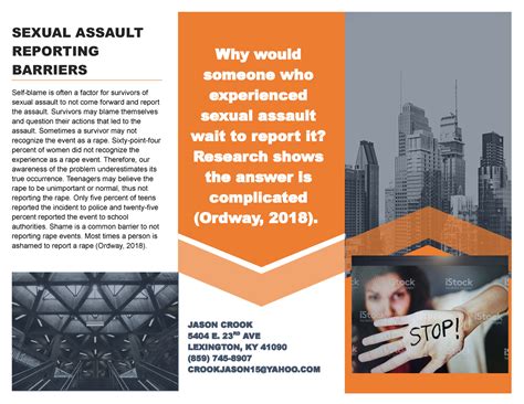 Sexual Assault Brochure Sexual Assault Reporting Barriers Self Blame