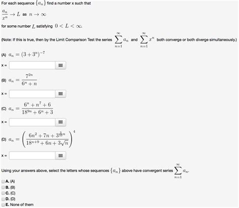Solved For Each Sequence An Find A Number X Such That For Chegg