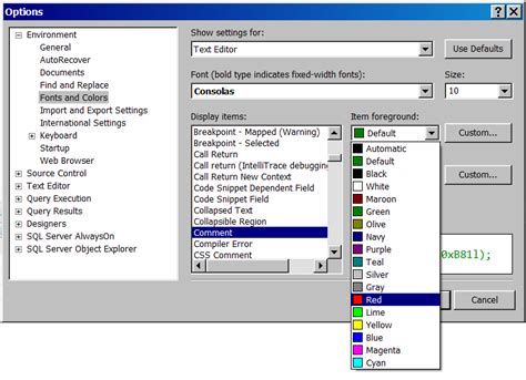 SQL Server Management Studio Change Color Of Comments Stack Overflow