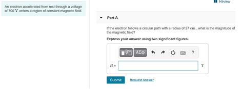 Solved Review An Electron Accelerated From Rest Through A