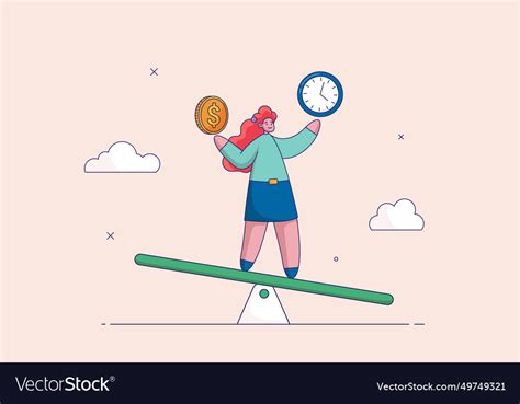Make Decision Concept Time And Money Balance Vector Image