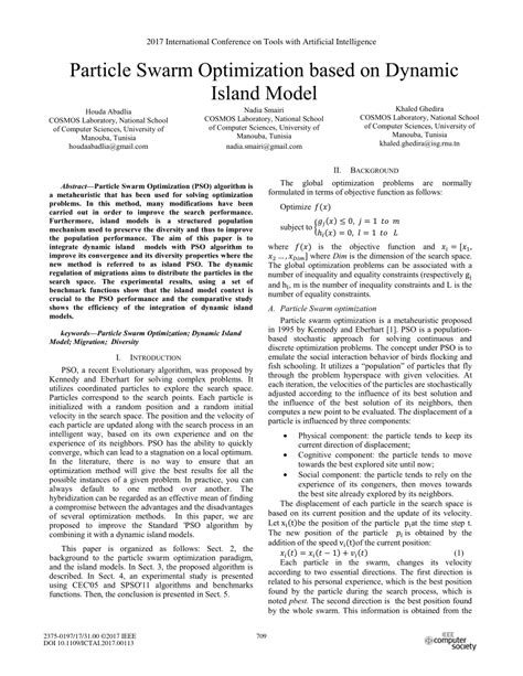 PDF Particle Swarm Optimization Based On Dynamic Island Model