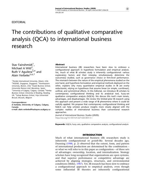 Pdf The Contributions Of Qualitative Comparative Analysis Qca To