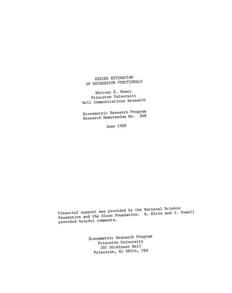 Pdf Series Estimation Of Regression Functionals