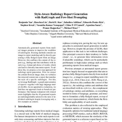 Style Aware Radiology Report Generation With Radgraph And Few Shot Prompting Acl Anthology