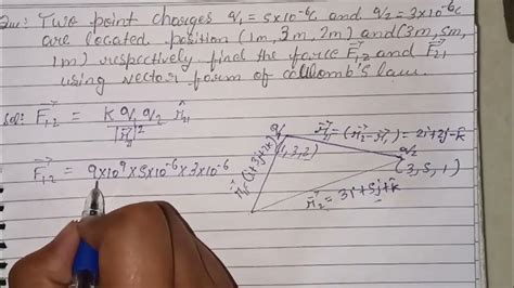Two Point Charges Q1 5×10 6 And Q2 3×10 6 Are Located At Position 1m 3m 2m And 3m 5m 1m