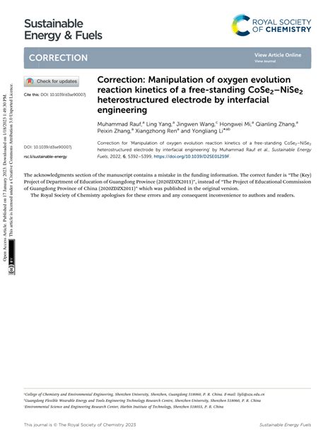 Pdf Correction Manipulation Of Oxygen Evolution Reaction Kinetics Of