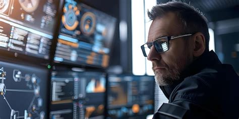 Cybersecurity Analyst In Hightech Security Center Monitoring Network