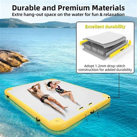 Inflatable Floating Dock Platform Inflatable Raft Water Pad Multi Person Air Floating Islands
