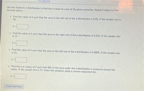Solved Use The Student S T Distribution To Find The T Value Chegg