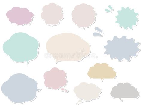 Cloud Shaped Speech Bubble Set With A Calm Color Stock Vector