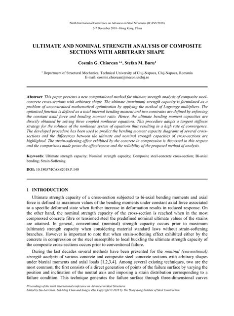 Pdf Ultimate And Nominal Strength Analysis Of Composite Sections With