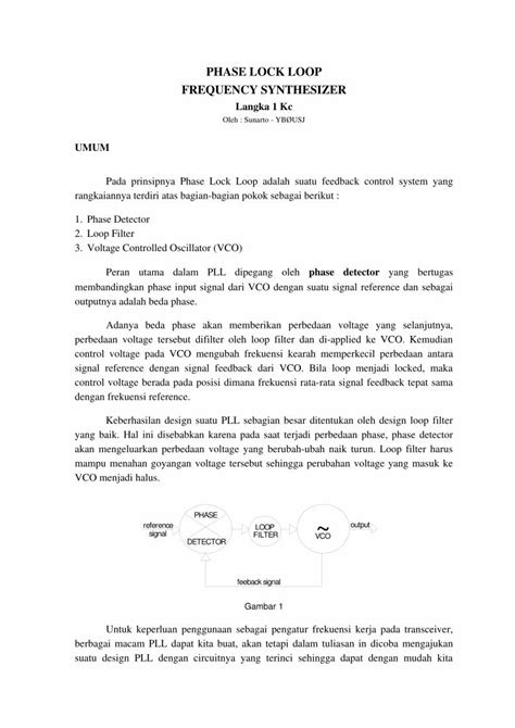 Pdf Phase Lock Loop Frequency Synthesizer · Rangkaiannya Terdiri Atas