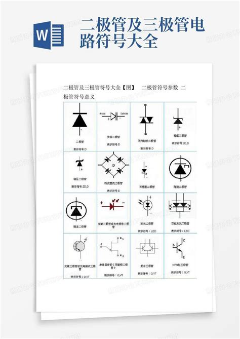 二极管及三极管电路符号大全word模板下载 编号qranzppx 熊猫办公