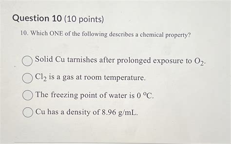 Solved Question 10 (10 ﻿points)Which ONE of the following | Chegg.com