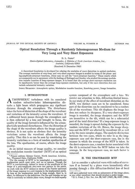 Pdf Optical Resolution Through A Randomly Inhomogeneous Medium For Very Long And Very Short