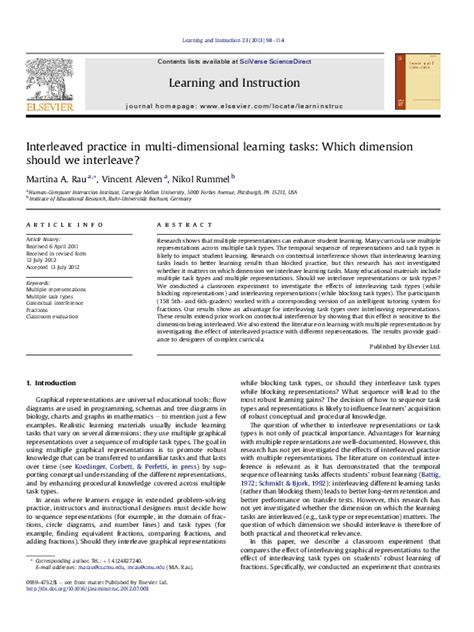 Pdf Interleaved Practice In Multi Dimensional Learning Tasks Which Dimension Should We