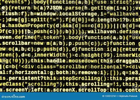 Javascript Code In Text Editor Coding Cyberspace Concept Screen Of