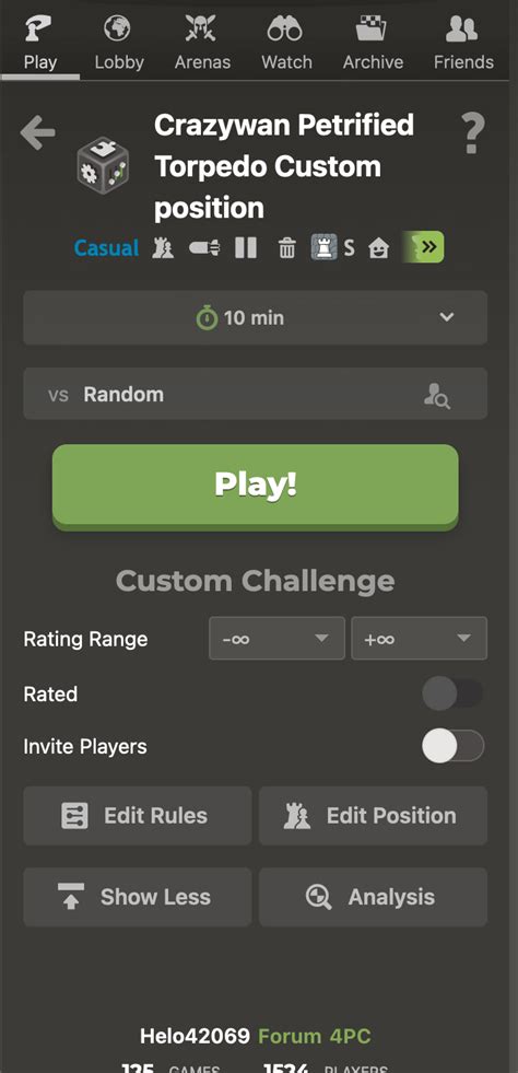 Playing A Custom Ruleset And Position With A Friend Or Bot Chess