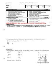 MCV U Chapter Test Feb V Pdf MCV U V UNIT TEST INTRODUCTION TO CALCULUS Name