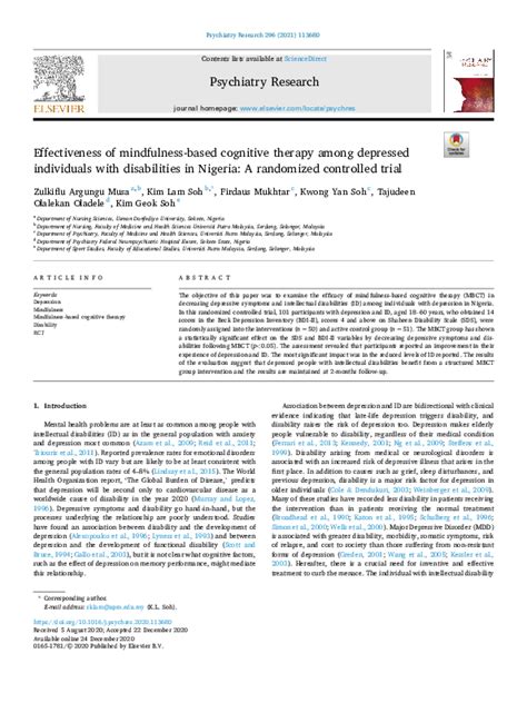 Pdf Effectiveness Of Mindfulness Based Cognitive Therapy Among Depressed Individuals With