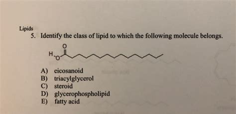 Solved Identify The Class Of Lipid To Which The Following Chegg