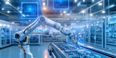 Advanced Robotic Arm Automation In Smart Factory Stock Illustration